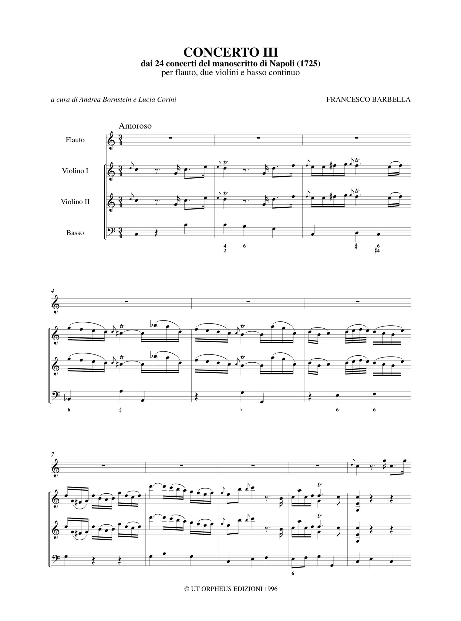 Barbella, Francesco: Concerto III dai 24 Concerti del manoscritto di ...