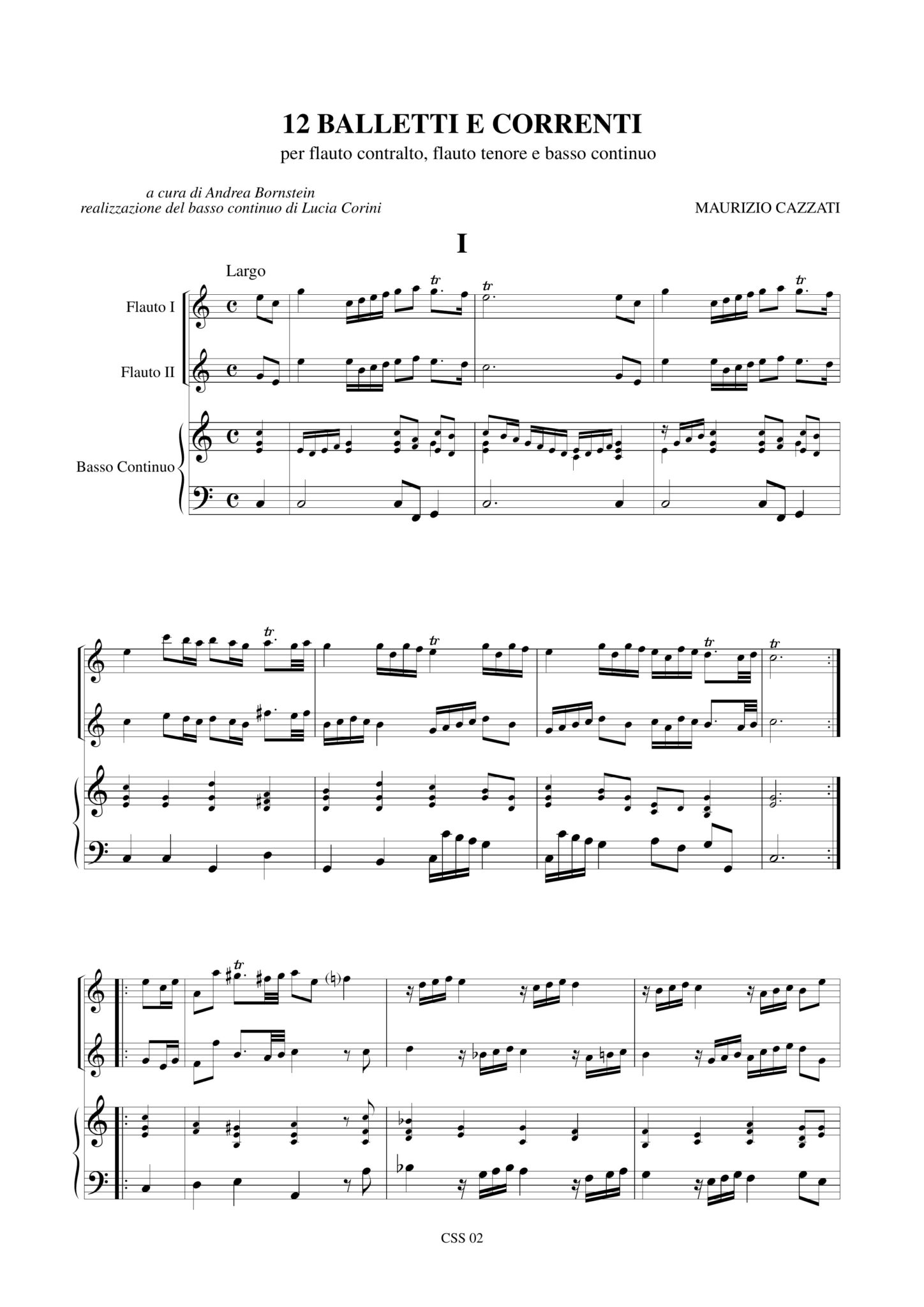 Cazzati, Maurizio: 12 Balletti e Correnti per Flauto Dolce Contralto e ...