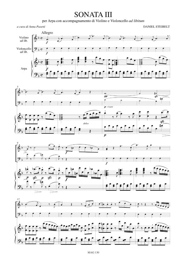 Steibelt, Daniel: Sonata III per Arpa con accompagnamento di Violino e ...